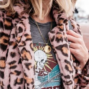 Jackets & Coats | Pink Leopard Women Oversized Fit Animal Print Long ...